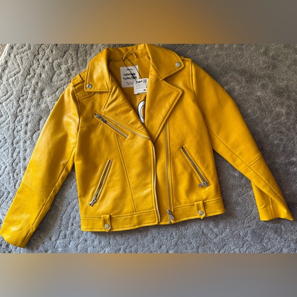 Zara | Jackets & Coats | Moto Jacket Mustard Yellow Girls | Poshmark